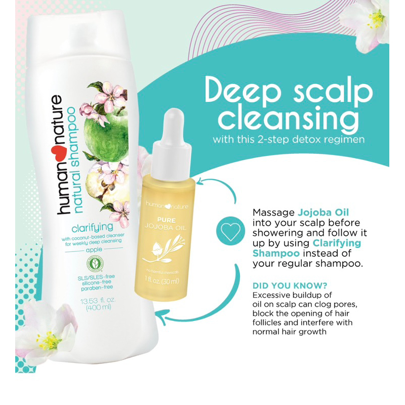 Human Nature Clarifying Shampoo + Jojoba Oil (Deep Scalp Cleansing ...