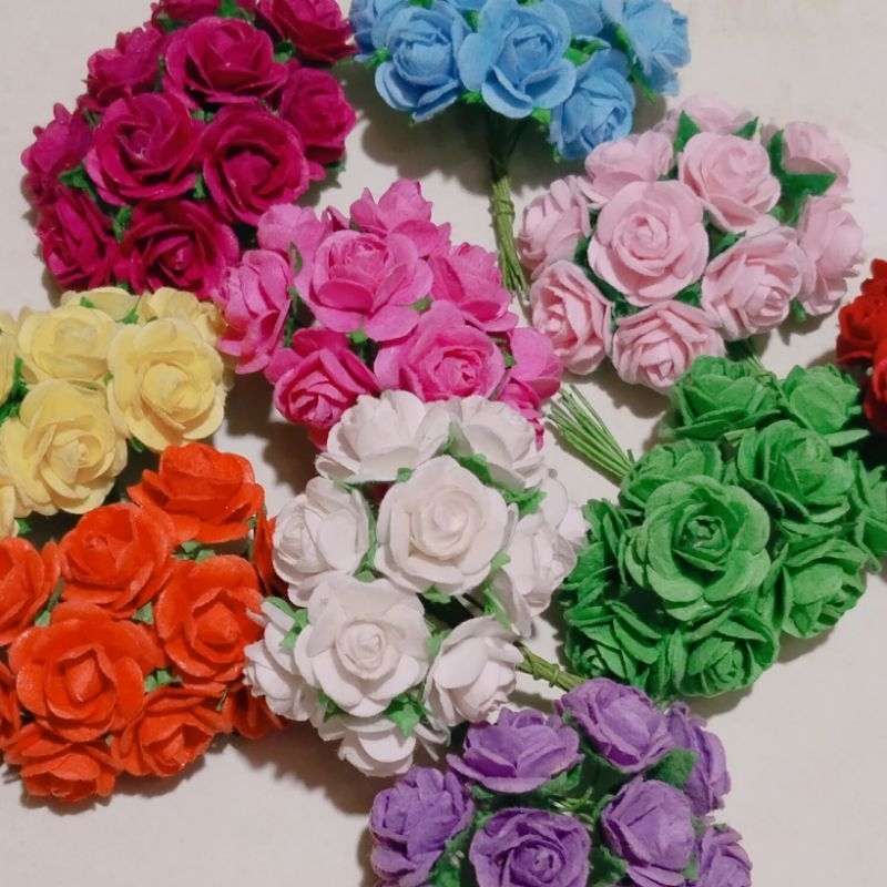 Mini Mulberry Paper Roses 10pcs per bundle | Shopee Philippines