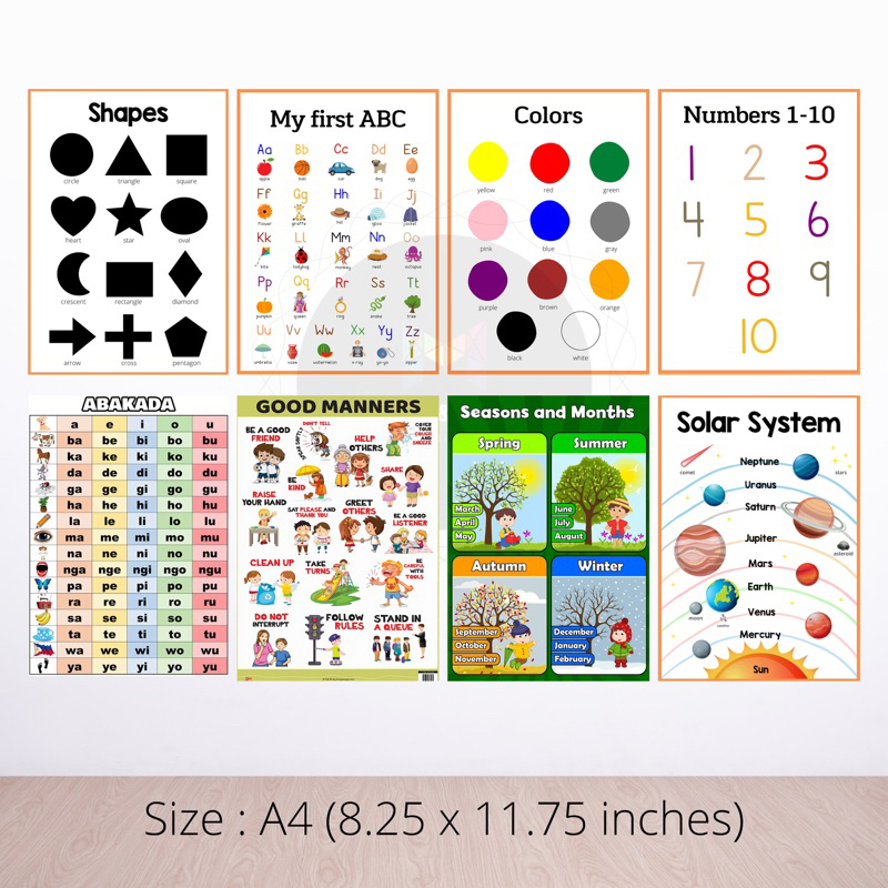 LAMINATED CHARTS FOR KIDS/ HIGH QUALITY PRINT/ A4 | Shopee Philippines