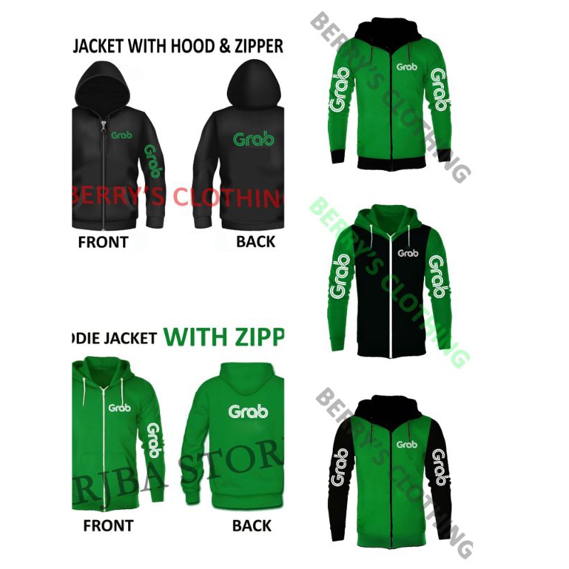GRAB HOODIE JACKET GREEN-BLACK | Shopee Philippines