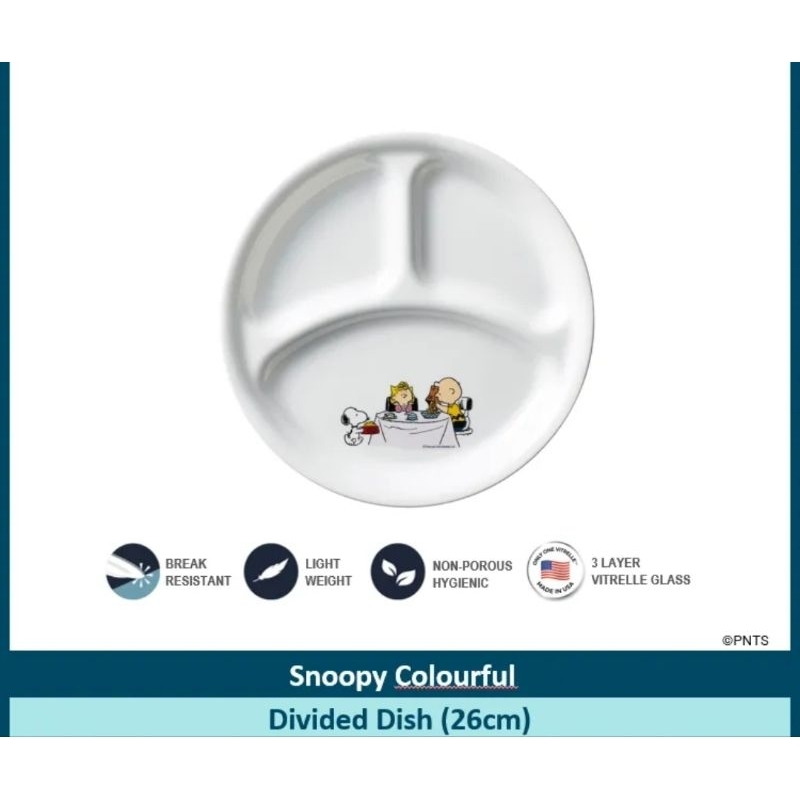 AUTHENTIC CORELLE SNOOPY Divided Dish 26cm - Snoopy Colorful (no box) | Shopee Philippines