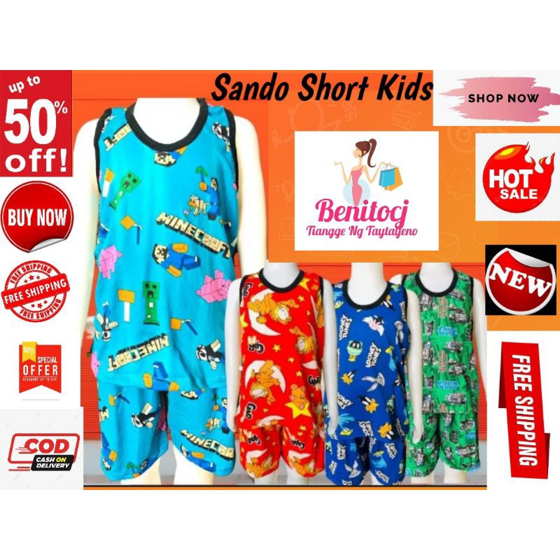 Boys Sando Short Terno Pambahay 2-4yrs old Set Childrens Kids Casual ...