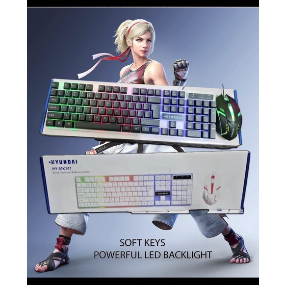 Original Brand New HYUNDAI Gaming Keyboard Mouse Set LED Gaming ...