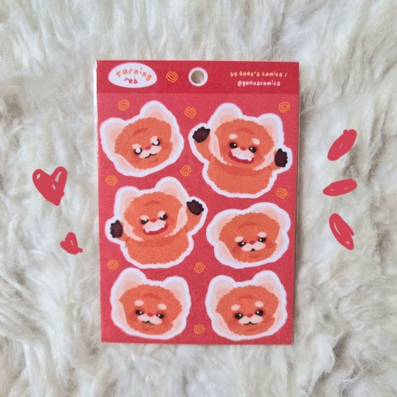 Waterproof and Glitter-Laminated Turning Red Sticker Sheets Red Panda ...