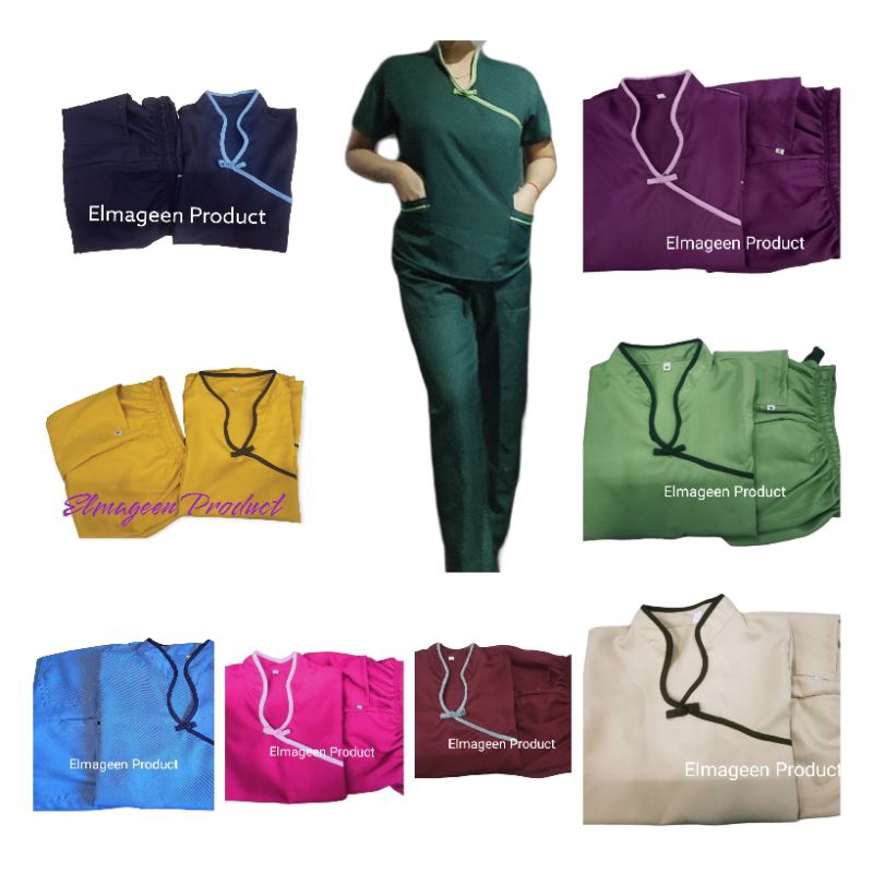 CHINISE COLLAR PIPING SCRUB SUIT PITCH TWILL COTTON | Shopee Philippines