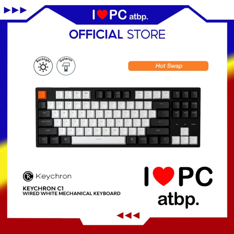 Keychron C1 Wired Mechanical Keyboard (TKL, White LED, Gateron, Hot ...