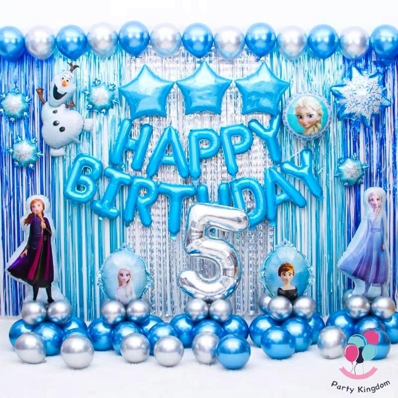 Part 3 Frozen Themes Happy Birthday Party Decorations Balloons Cupcake ...