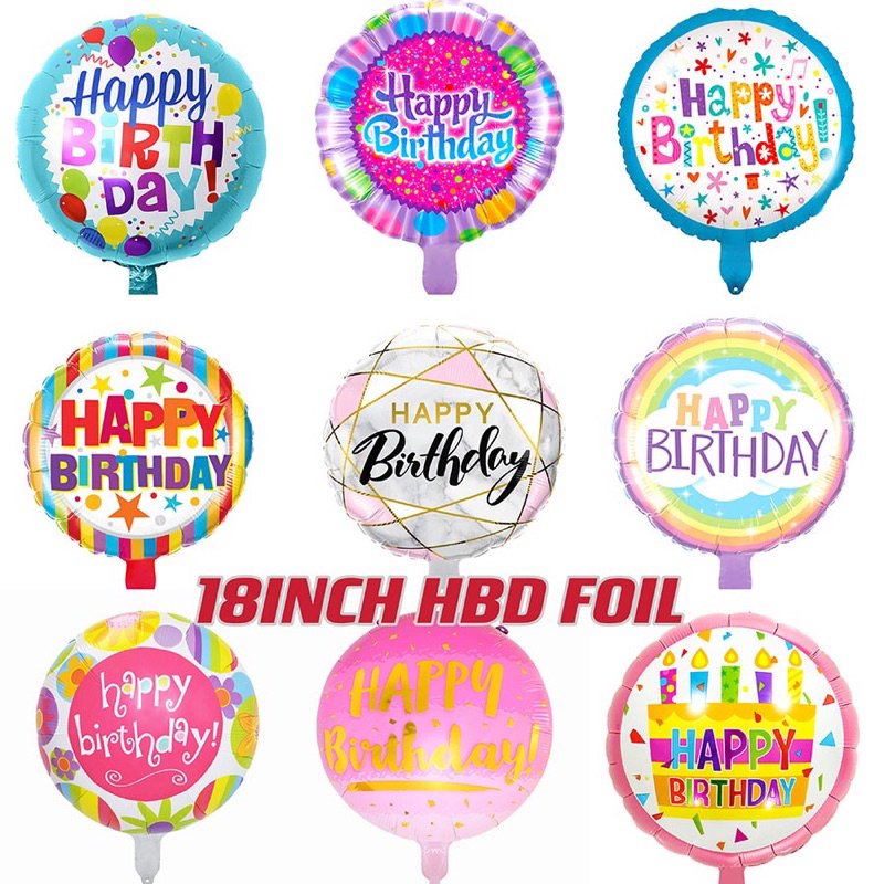 18inch Round Happy Birthday Foil Balloon HBD Birthday Party Celebration Decoration | Shopee ...