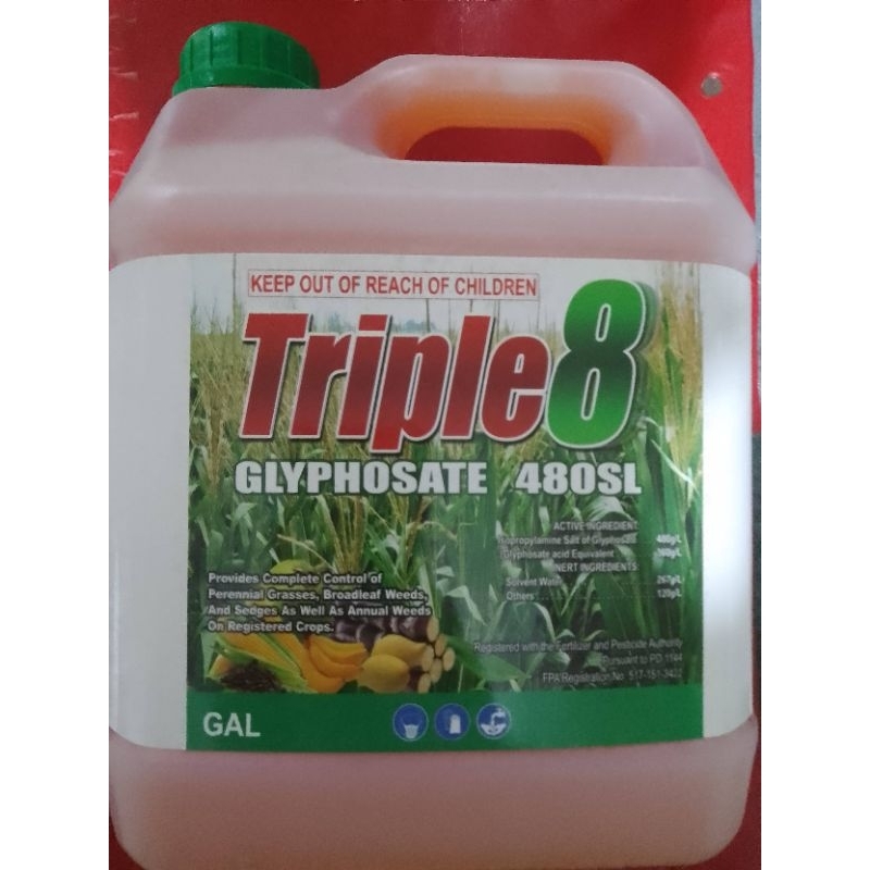 TRIPLE 8 480 SL GLYPHOSATE HERBICIDE (1 GALLON ) | Shopee Philippines