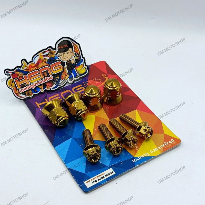 HENG Gold & White Cylinder Head Nut Tappet Cover Bolts for Honda XRM ...
