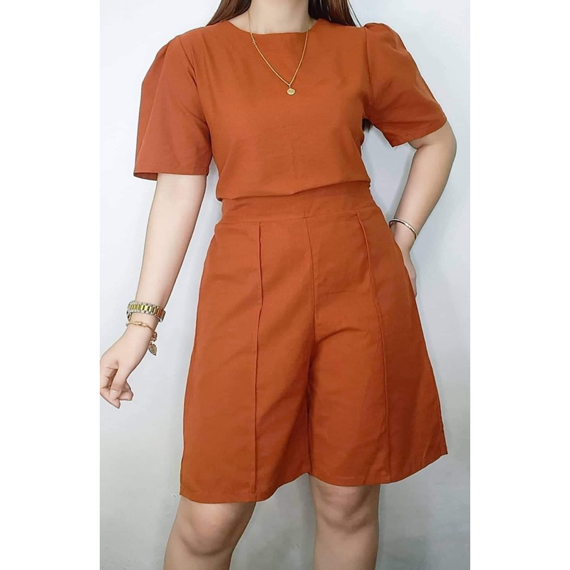 Medium Xl Hilda Plus Size Terno Elegant Linen Casual Outfit Shopee Philippines