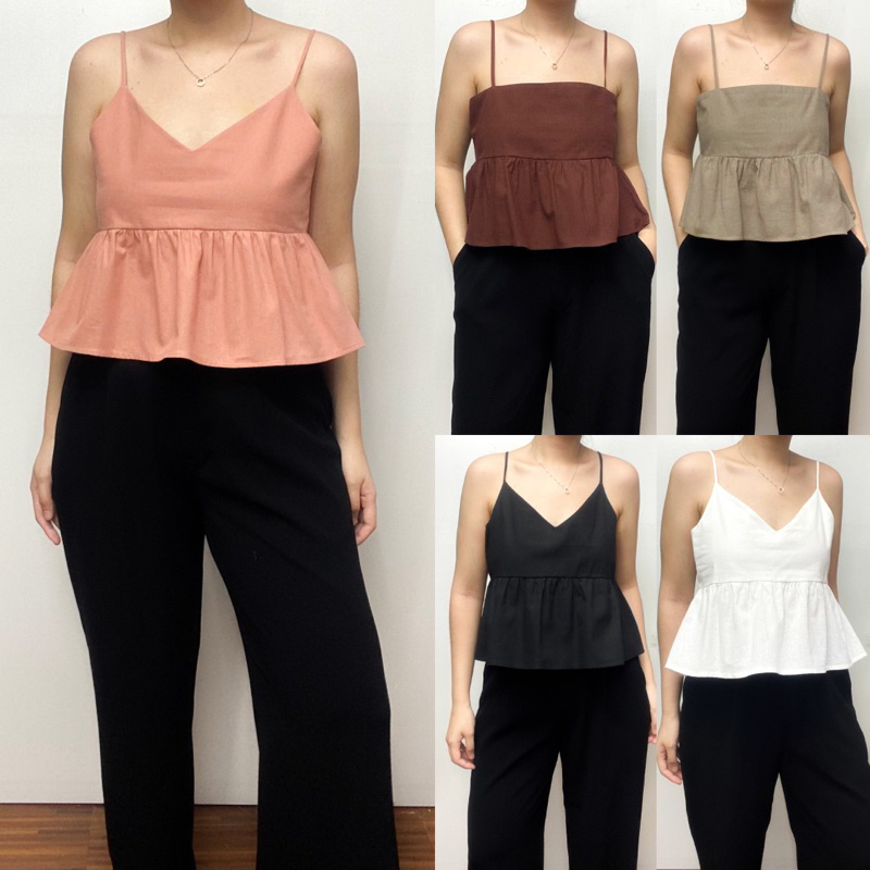Nikocia Two-way Ruffle Linen Top | Shopee Philippines