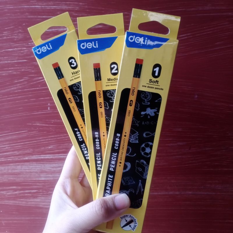 CHEL || DELI PENCILS ORIGINAL 12PCS | Shopee Philippines