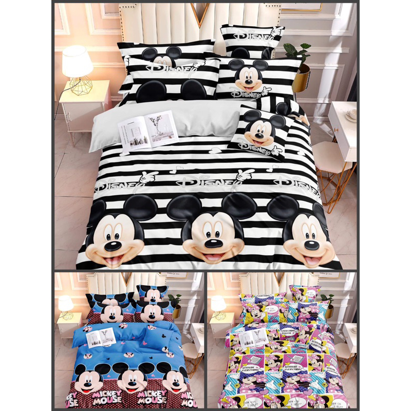 Mickey Mouse Character Design 3 in 1 Canadian Cotton Bedsheet Set | Shopee Philippines