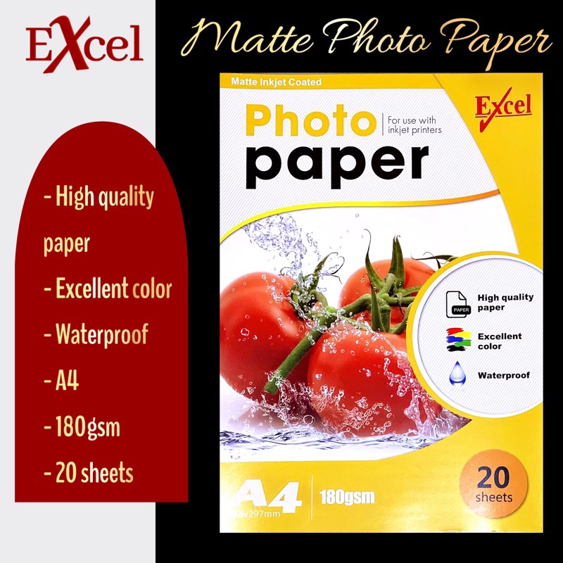 Excel A4 Matte Photo Paper 180gsm 20 Sheets Shopee Philippines