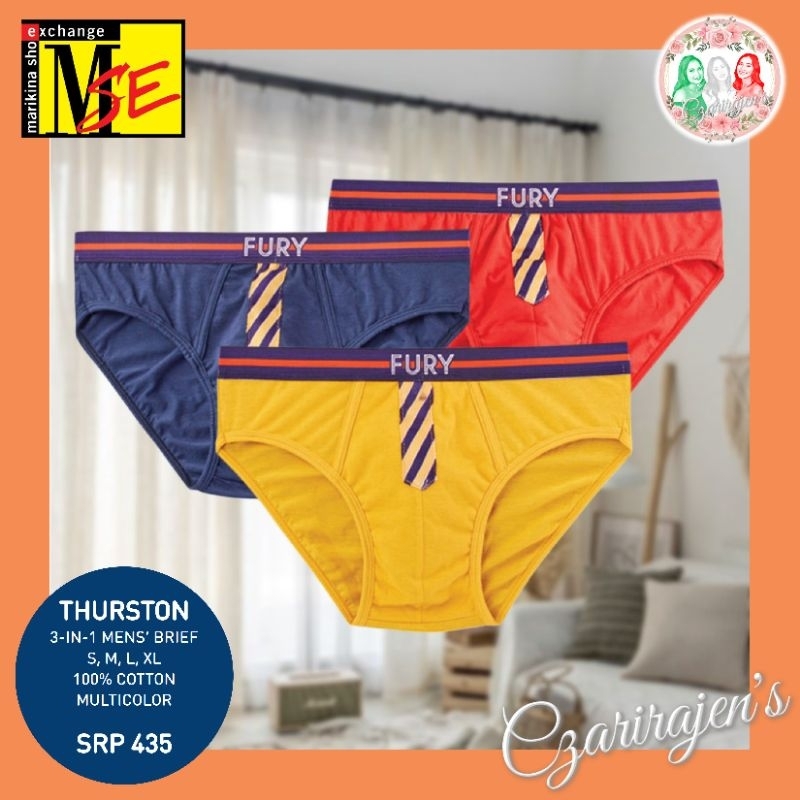 Fury by MSE 3-in-1 Men's Brief Men's Underwear Bikini Brief 100% Cotton ...