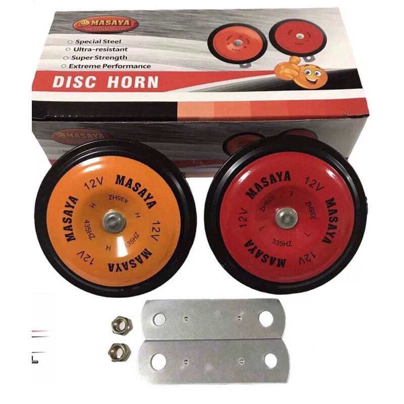 Motorcycle Masaya Electromagnetic Disc Horn Hi/Low 12V M-41 UNIVERSAL ...
