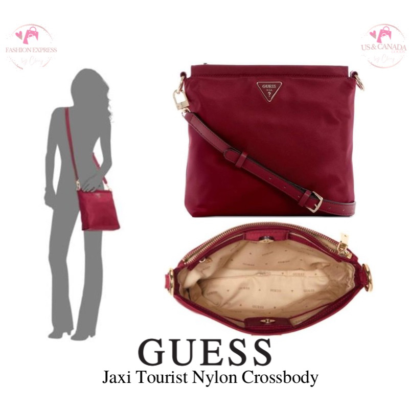 [ORIGINAL 🇺🇸] Guess Jaxi Tourist Nylon Crossbody - Merlot | Shopee ...
