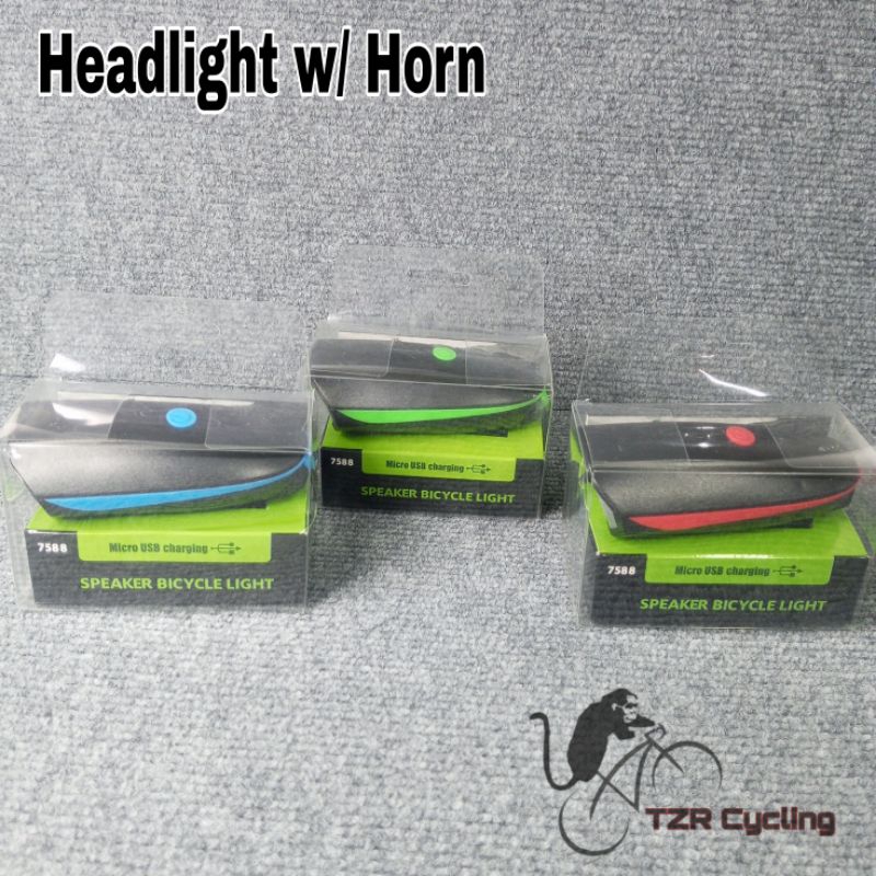 Bike Headlight w/ Horn Flash Light USB Rechargeable MTB Bike RoadBike ...