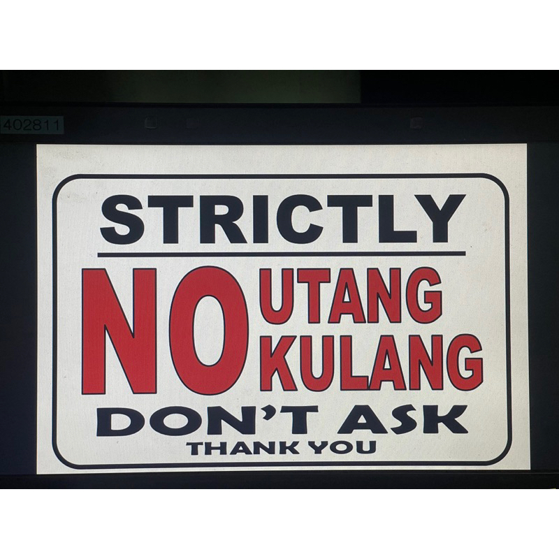 strictly no utang Made: By Hard PVC Plastic (like ATM and ID) 7.8x11 ...