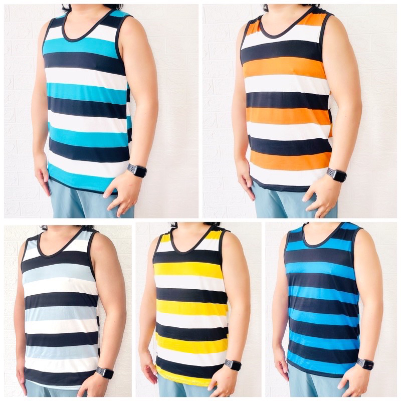 12 PCS BIG SIZE STRIPES SANDO FOR MEN, FIT UP TO 2 XL | Shopee Philippines