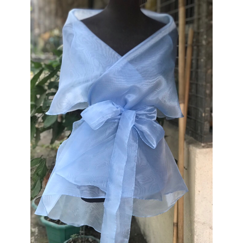 Filipiniana wrap around Plain Powder Blue balabal alampay | Shopee ...