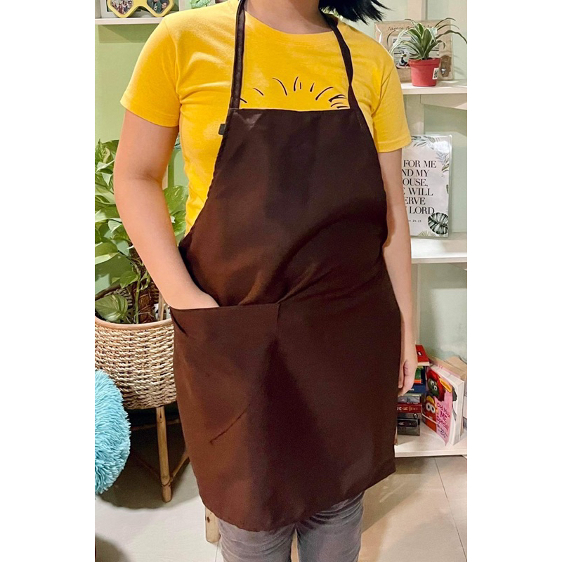 BROWN APRON WITH POCKET | Shopee Philippines