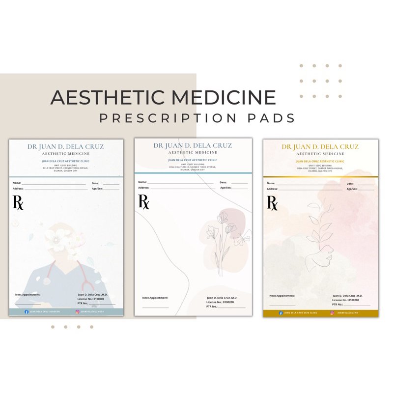 RX PAD CUSTOMIZABLE, PRESCRIPTION PAD, MED CERT, LAB REQ AESTHETIC ...