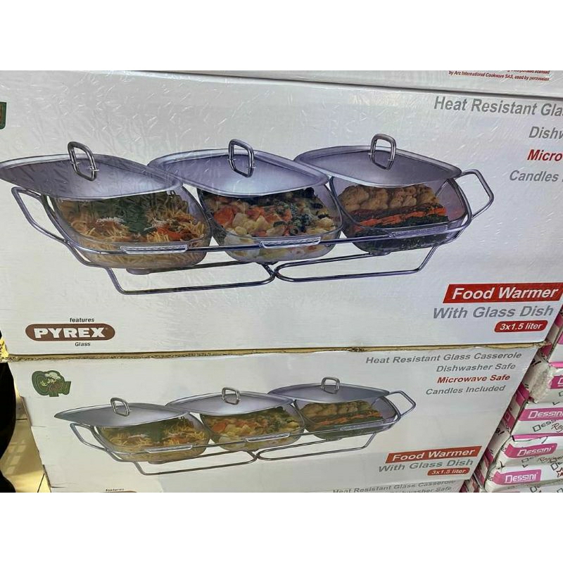 Pyrex Food Warmer with Glass Dish (3x1.5 liter) | Dubai | Shopee ...