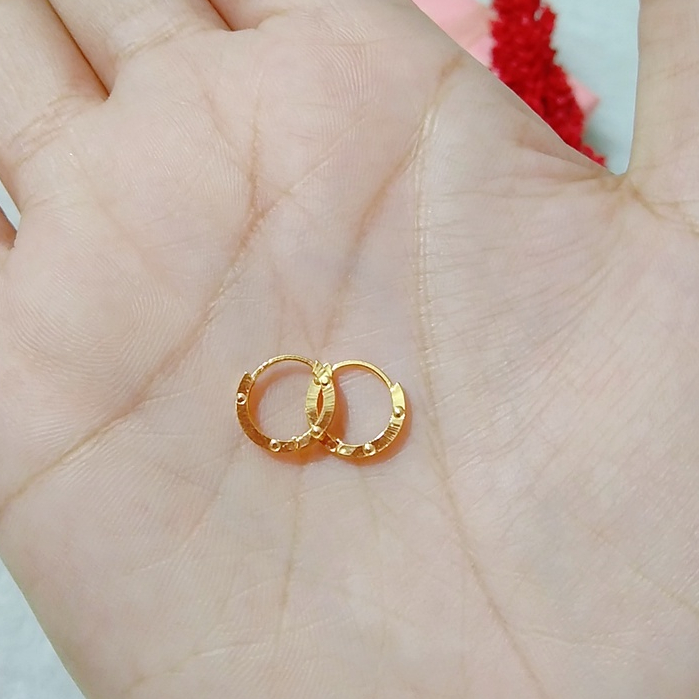 COD☑PAWNABLE☑ Saudi gold 18k sd gold loop earrings ,Lightweight ...