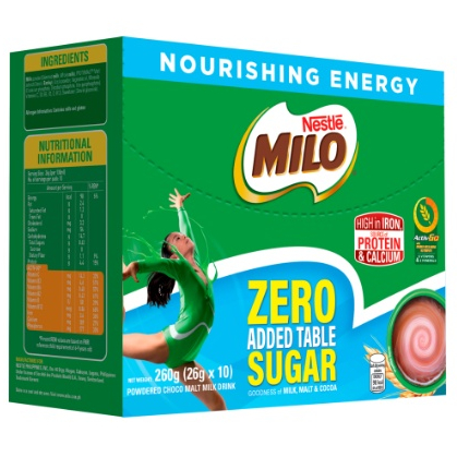 Nestle Milo Less Than 1 Gram Table Sugar Chocolate Drink (10 x 26g ...