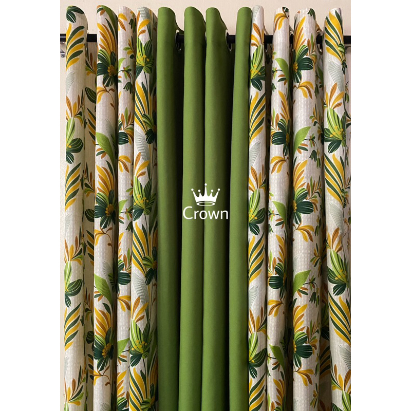 CROWN - 3in1 Elegant Contessa Green Ring Curtain ( 6FT | 7FT ) sold per ...