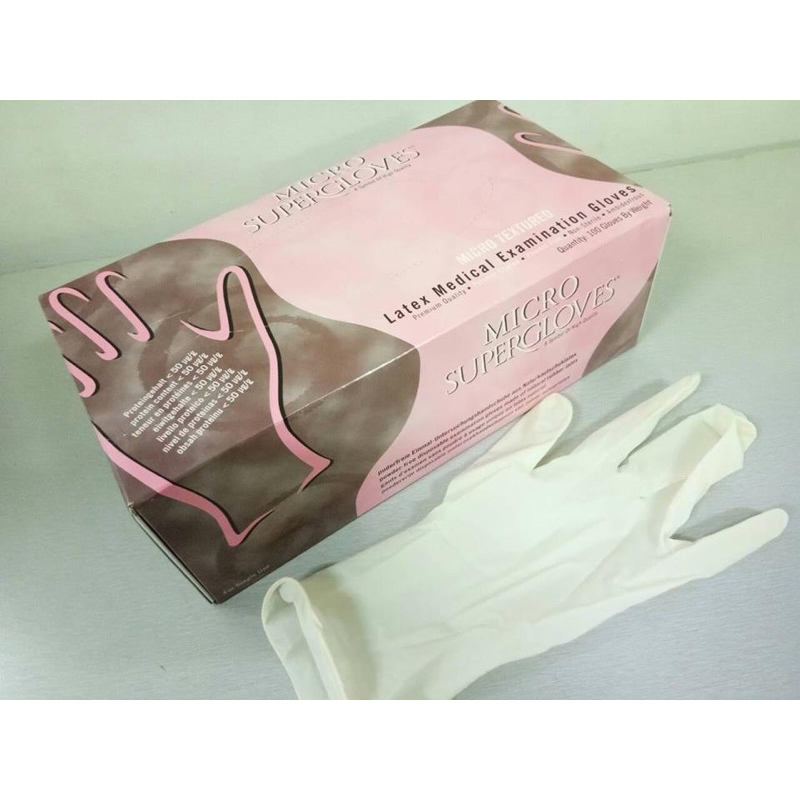 Micro Supergloves Latex Examination Gloves Powder Free 100s | Shopee ...