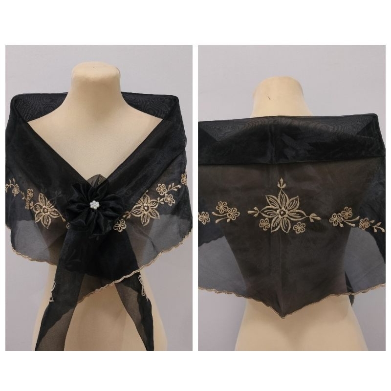 Filipiniana Alampay with handmade brooch for Adult | Shopee Philippines