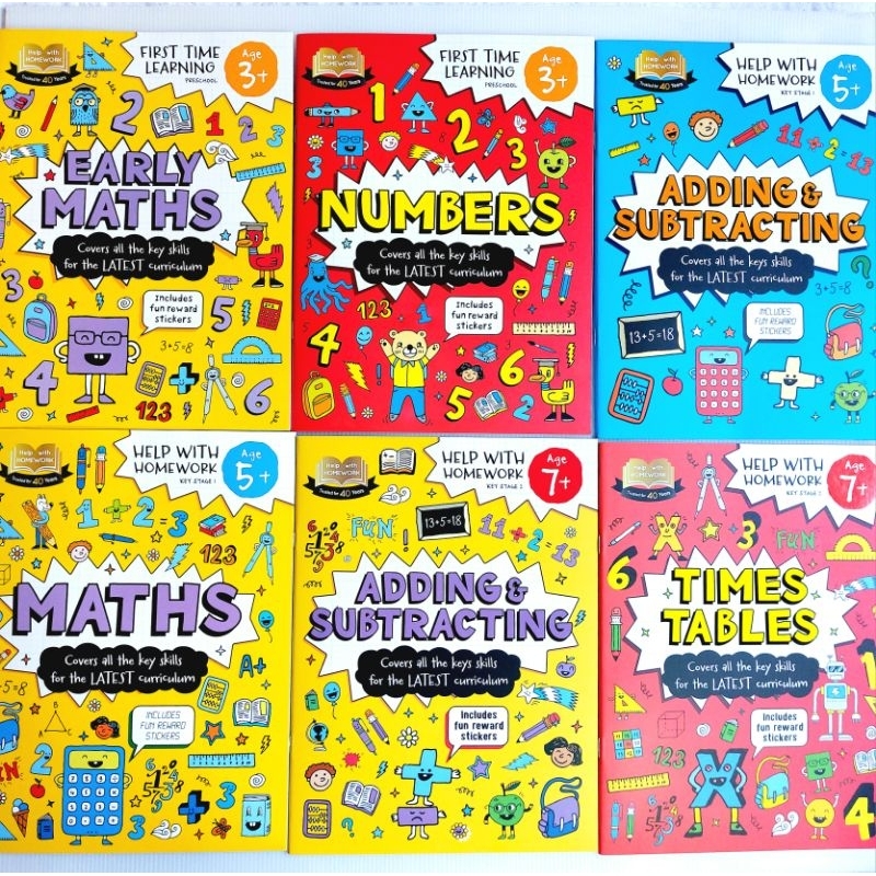 First Time Learning Colored Math Activity Books With Reward Stickers ...