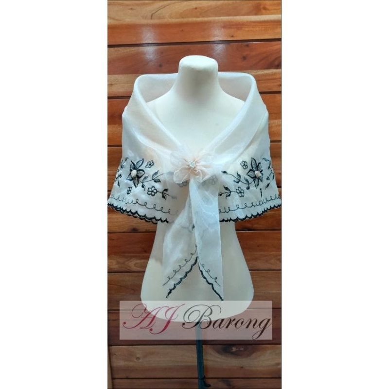 Filipiniana alampay ALP 02 ALP 03 with handmade flower brooch | Shopee ...