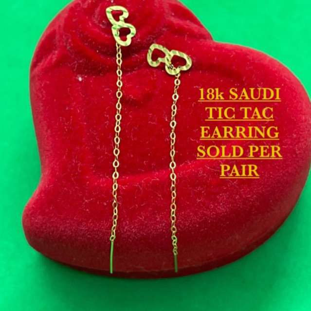 LIGHTWEIGHT 18k SAUDI GOLD TIC TAC EARRING | Shopee Philippines