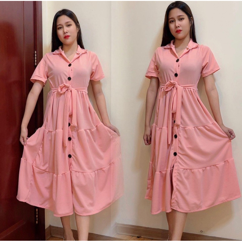 Bestseller Korean long plain maxi dress w/belt polo dress | Shopee ...