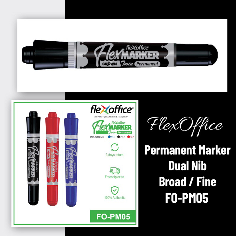 FlexOffice Permanent Marker PM05 Dual nib, fine and broard tip per ...