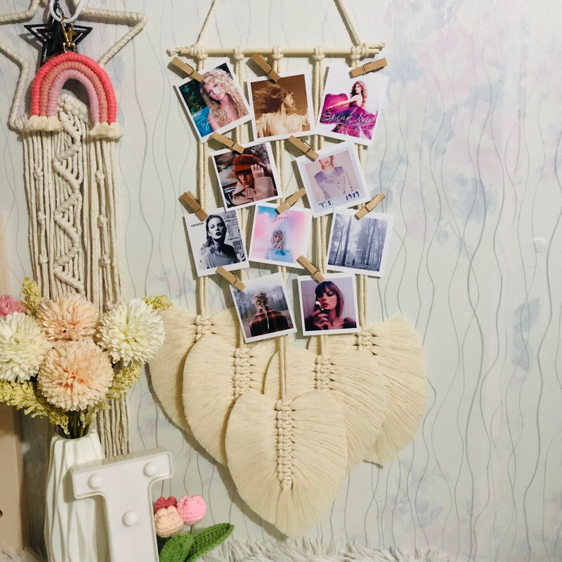 Macrame Photo Wall Hanging With Free 10 Wooden Clips | Shopee Philippines