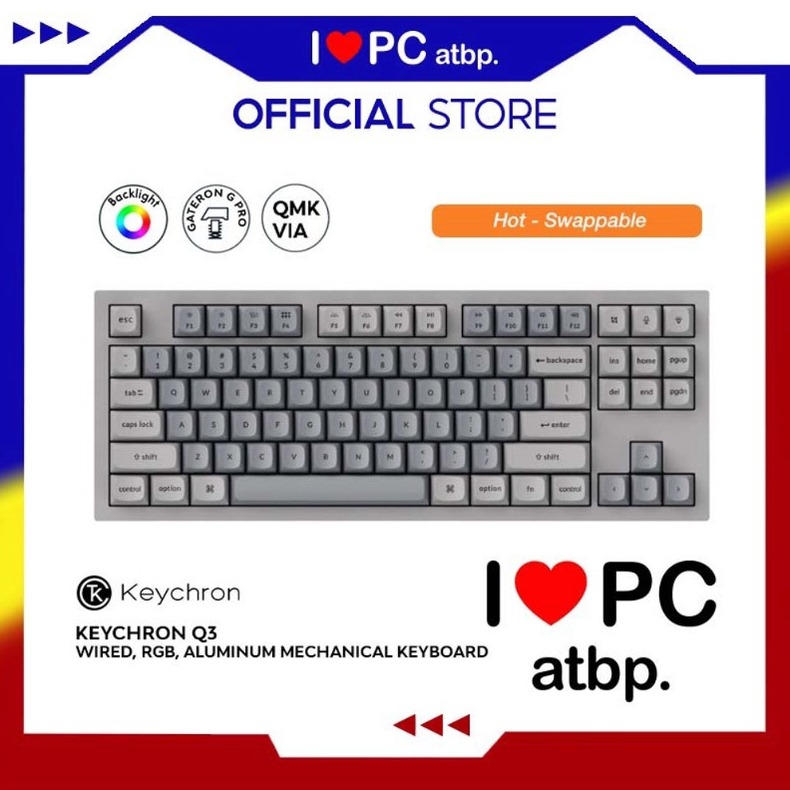 Keychron Q3 QMK Mechanical Keyboard, Retro, TKL, Wired, RGB, Aluminum ...