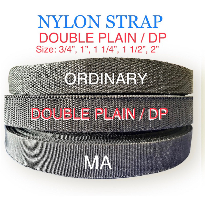 DOUBLE PLAIN Nylon Strap / Bag Strap (Belt) PER ROLL - 3/4”, 1”, 1 1/4 ...