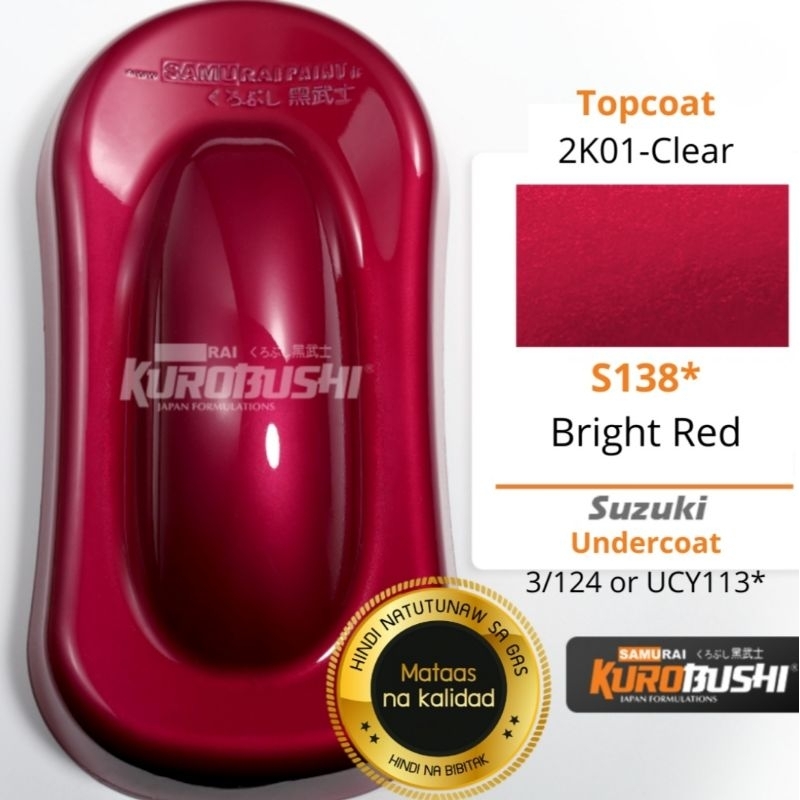 SAMURAI SPRAY PAINT BRIGHT RED S138* (SUZUKI SINGLE COLORS) 400ML ...