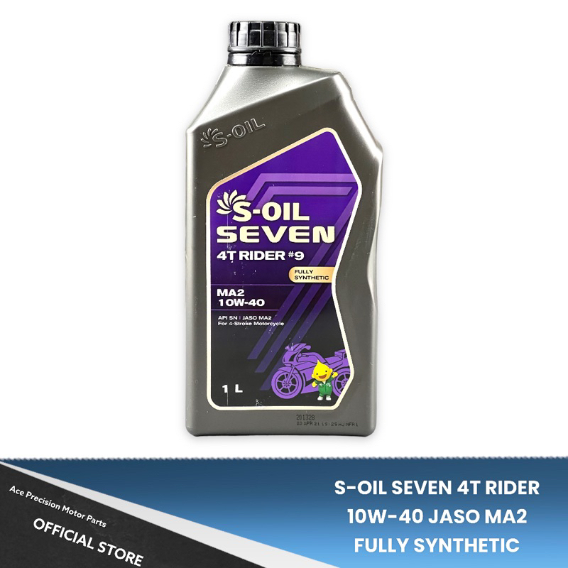 S-OIL 7 4T RIDER #9 10W/40 800ML/1L FULLY SYNTHETIC JASO MA2 API SN ...