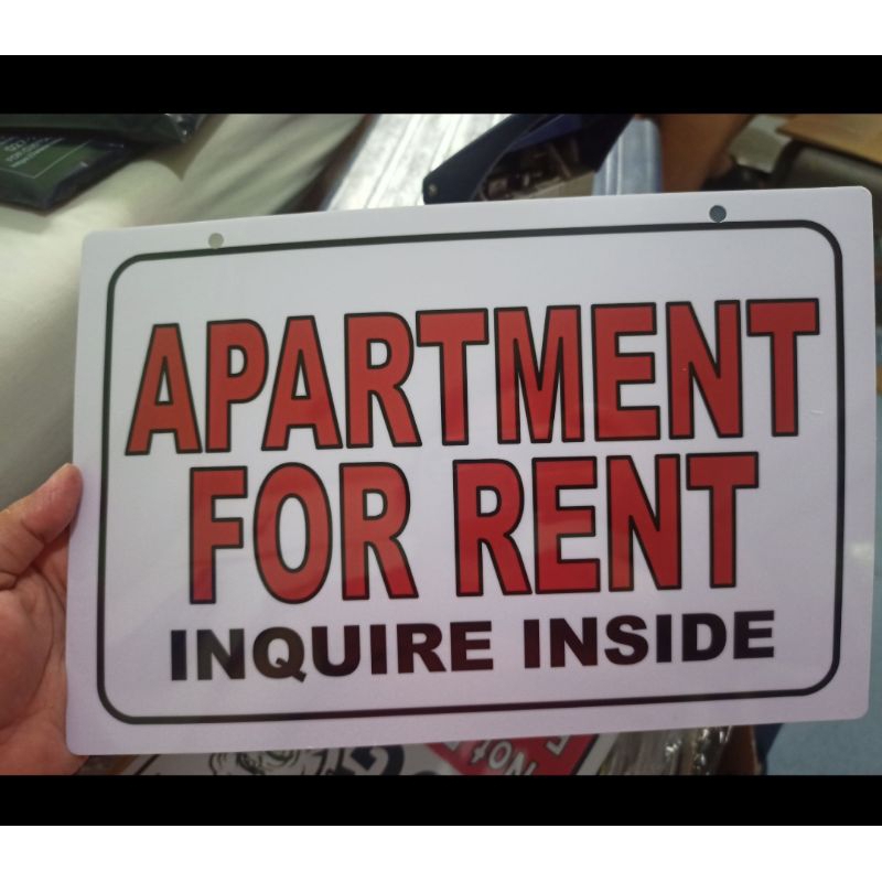 Apartment for Rent Signage Inquire Inside A4 Size PVC (Hard Plastic ...