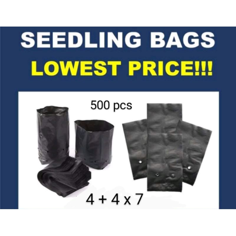 500pcs Seedling Plastic bags 3+3x5 / 3+3x8 / 3+3x10 / 4 + 4 x 7 / with ...