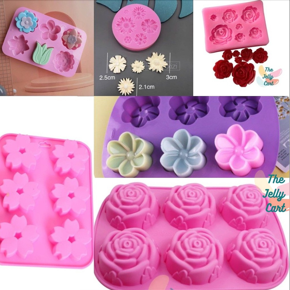 Flower Theme Silicone Chocolate Fondant Molder Resin Cake Jelly Candy ...