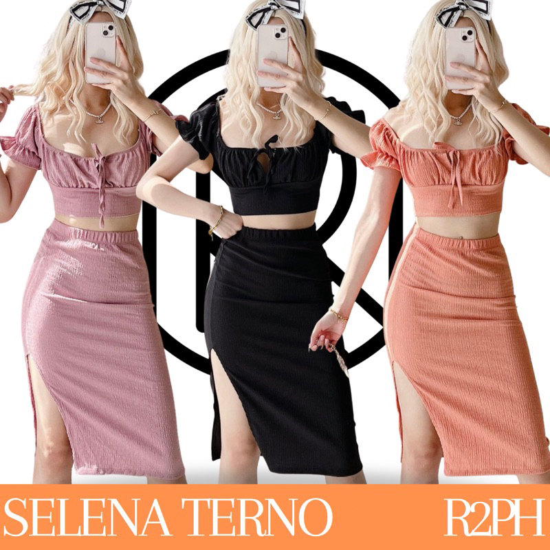 SALE! XS to 2XL BUBBLE Selena Terno Bustier Puff Sleeve Midi Maxi Slit ...