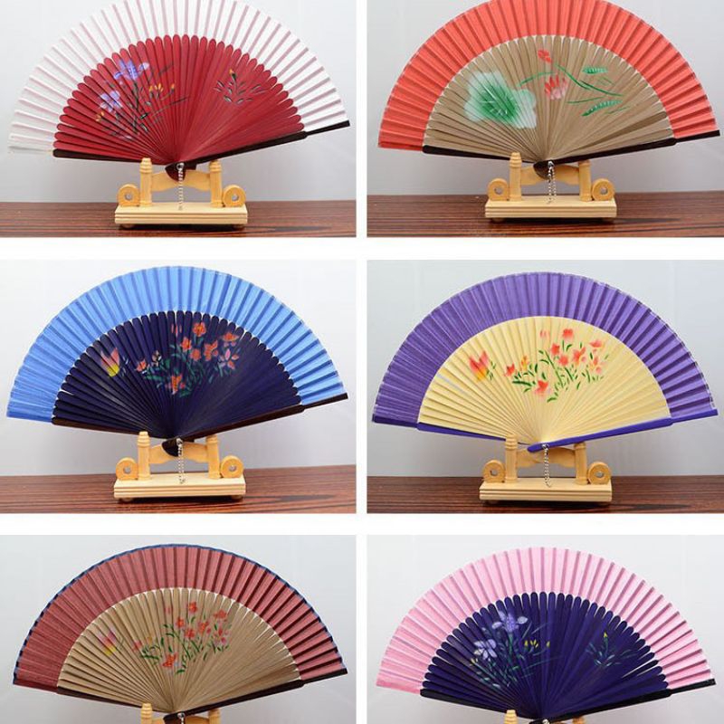 Folding Japanese Hand Fan Bamboo Hand Held Fan Art Dance Party image 1 ...