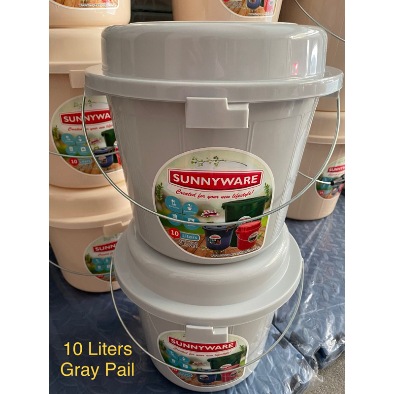 10L 16L Pail w/ cover Stainless Steel handle Timba Cream Gray Bucket ...